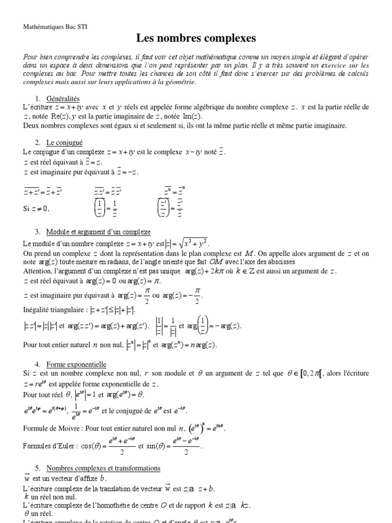 Les Nombres Complexes | PDF | Nombre complexe | Nombre