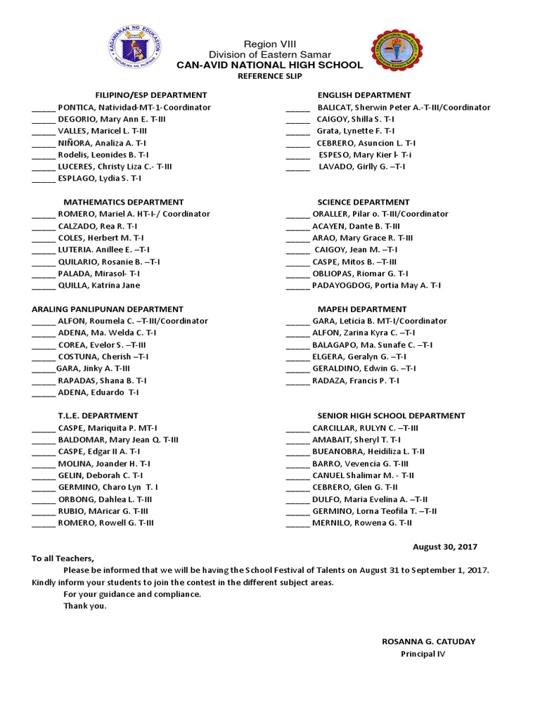 Reference Slip Note | PDF