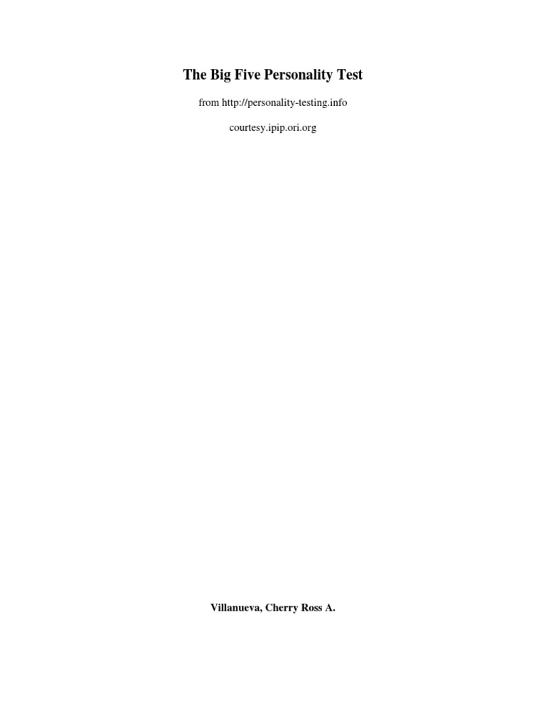 Big Five Personality Test Overview | PDF | Social Psychology | Neuroscience