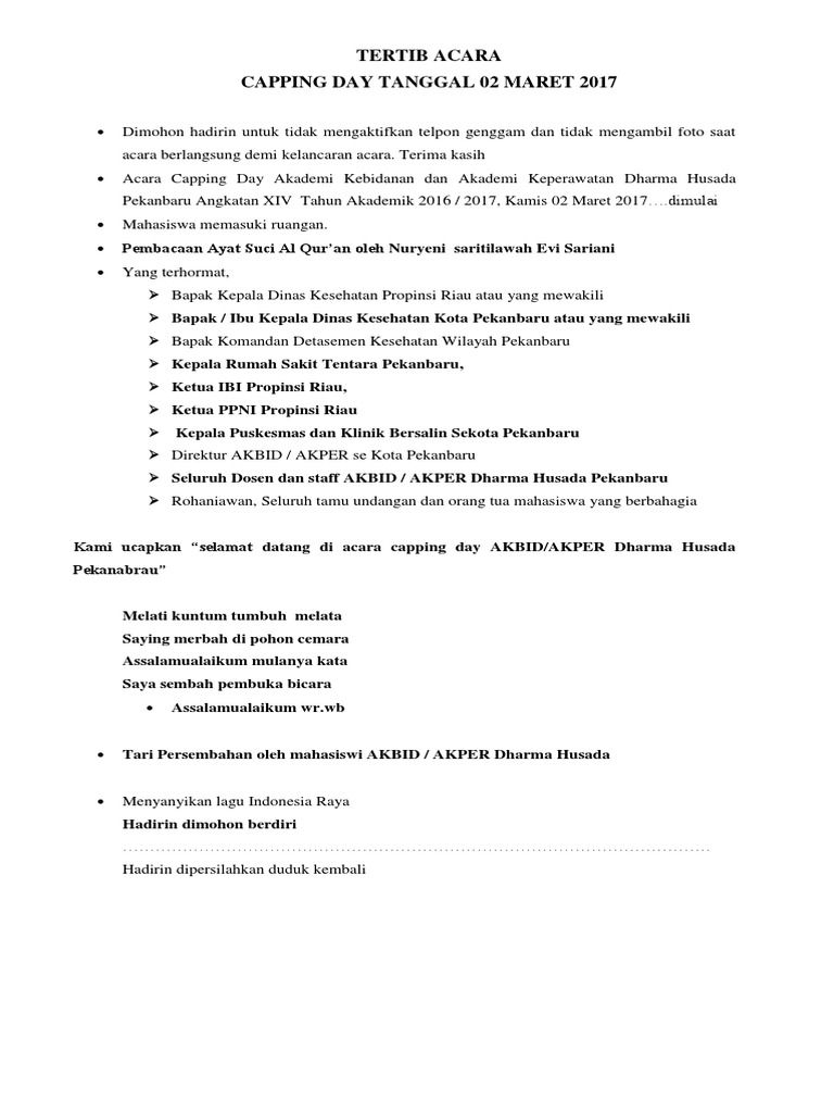 Capping Day Susunan Acara 2017 | PDF