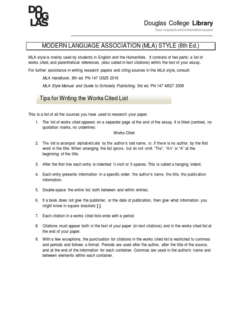 MLA 8th Edition | Download Free PDF | Citation | Publishing