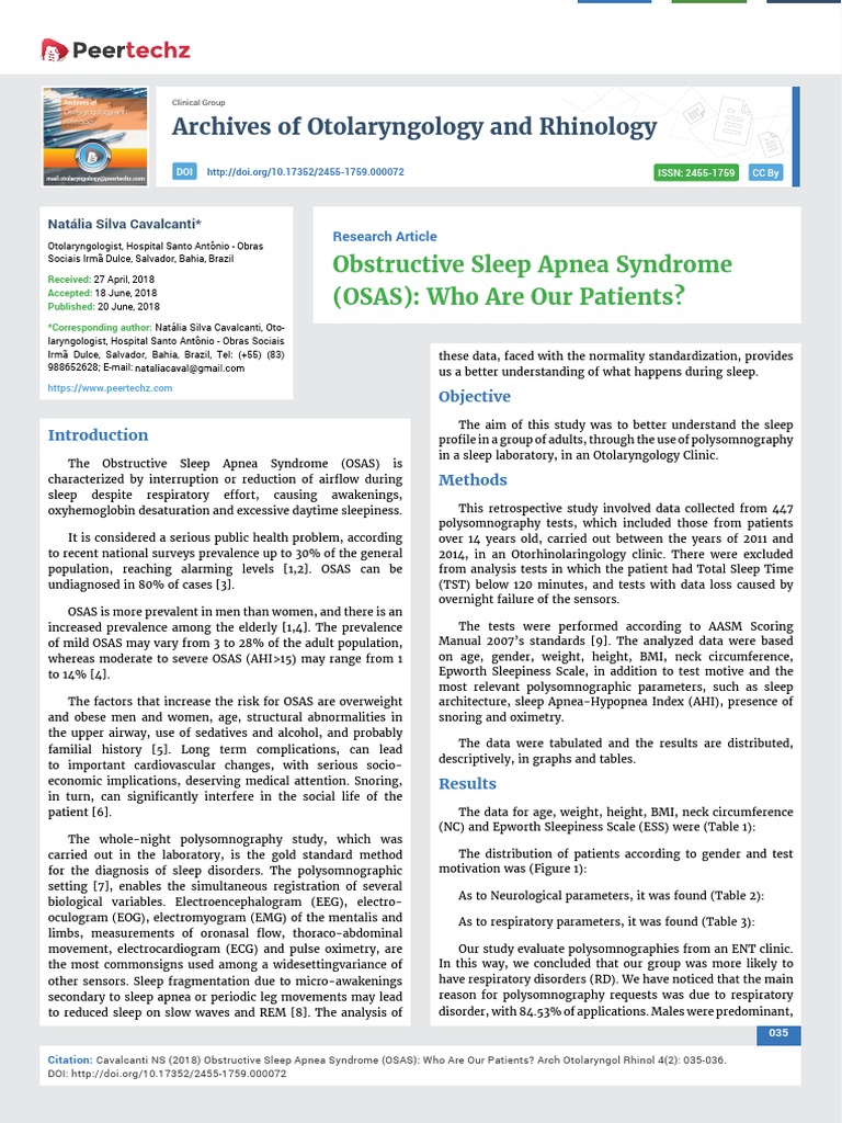 Obstructive Sleep Apnea Syndrome (OSAS) : Who Are Our Patients? | PDF ...