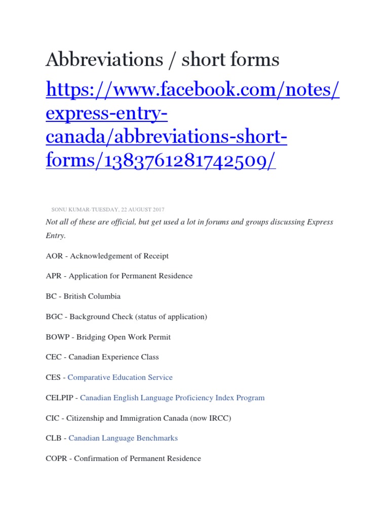 Express-Entry-Canada/abbreviations-Short - Forms/1383761281742509 | PDF
