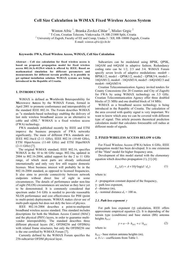 Cell Size Calculation | PDF | Wi Max | Decibel