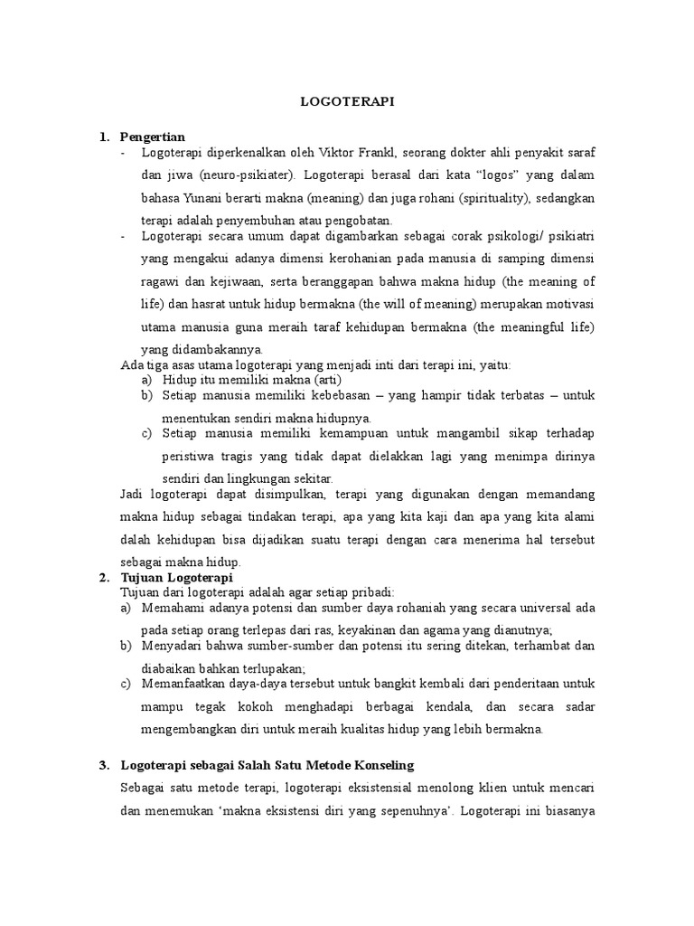 Logoterapi: Makna Hidup sebagai Terapi | PDF