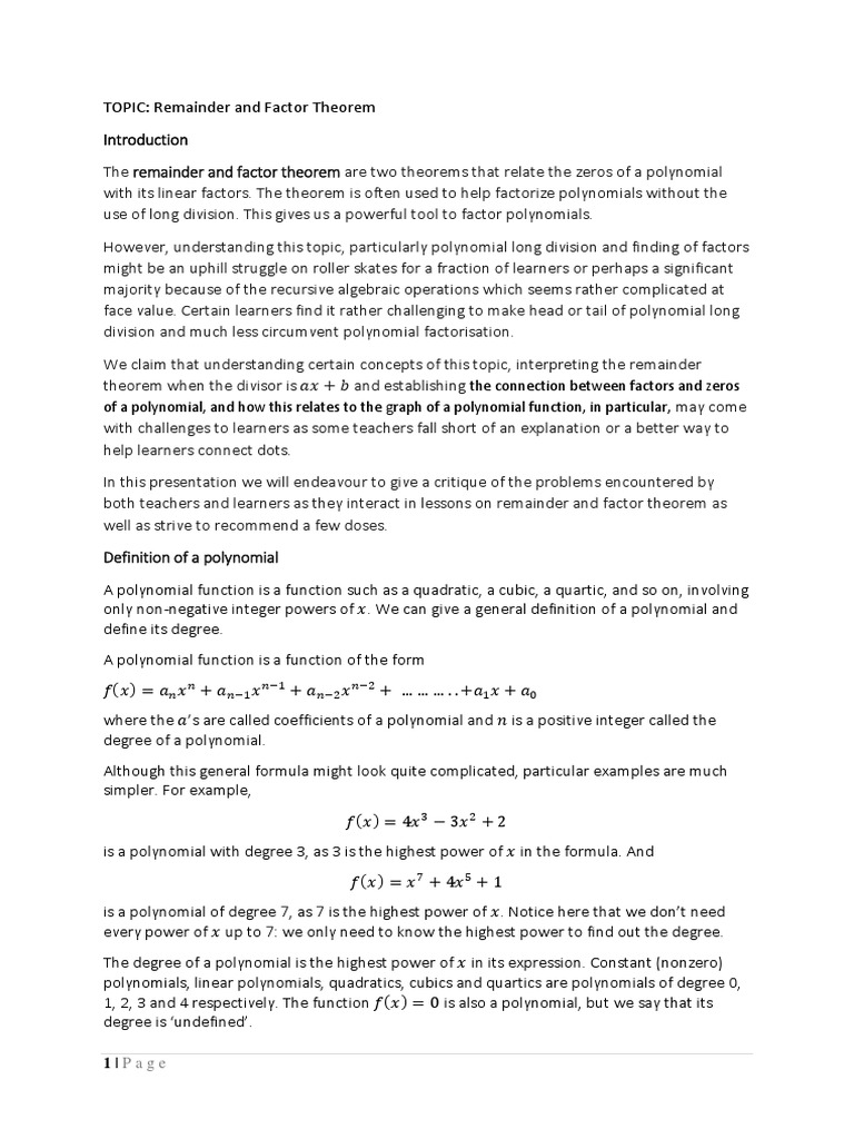 the-connection-between-factors-and-zeros-of-a-polynomial-and-how-this