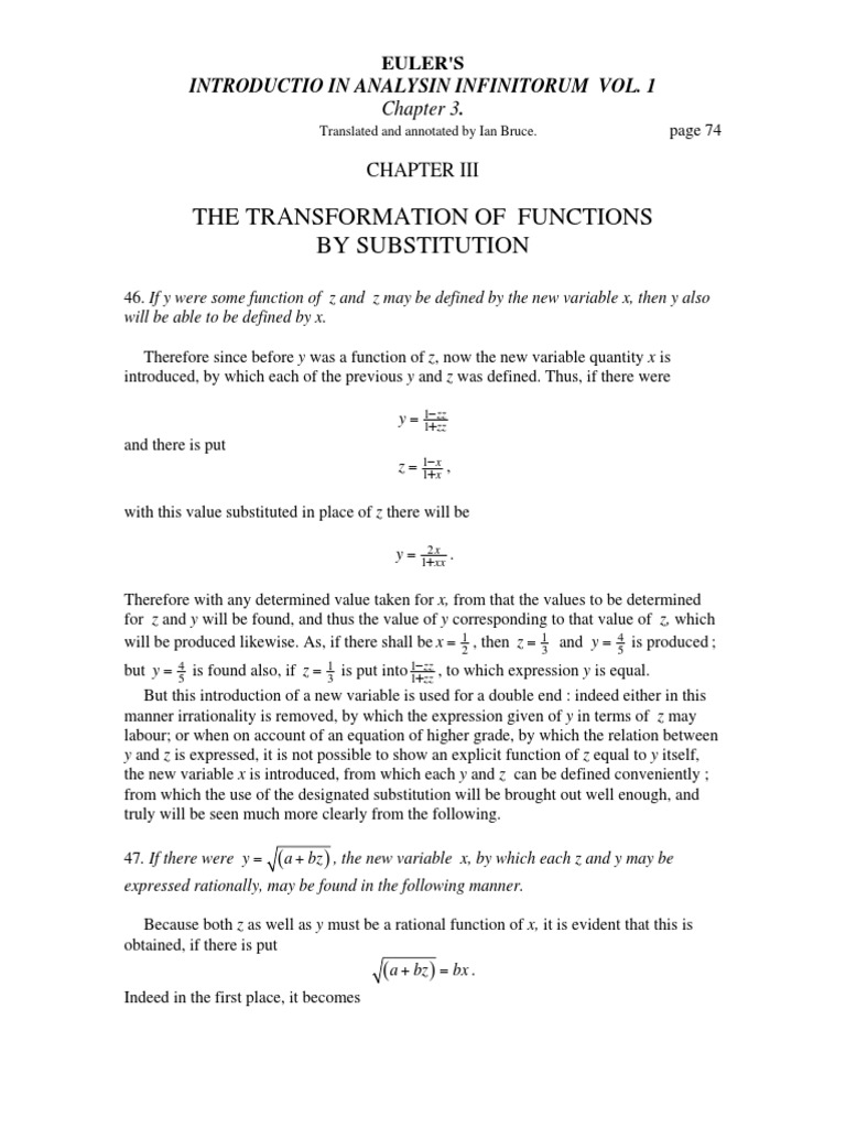 The Transformation of Functions by Substitution: Introductio in ...
