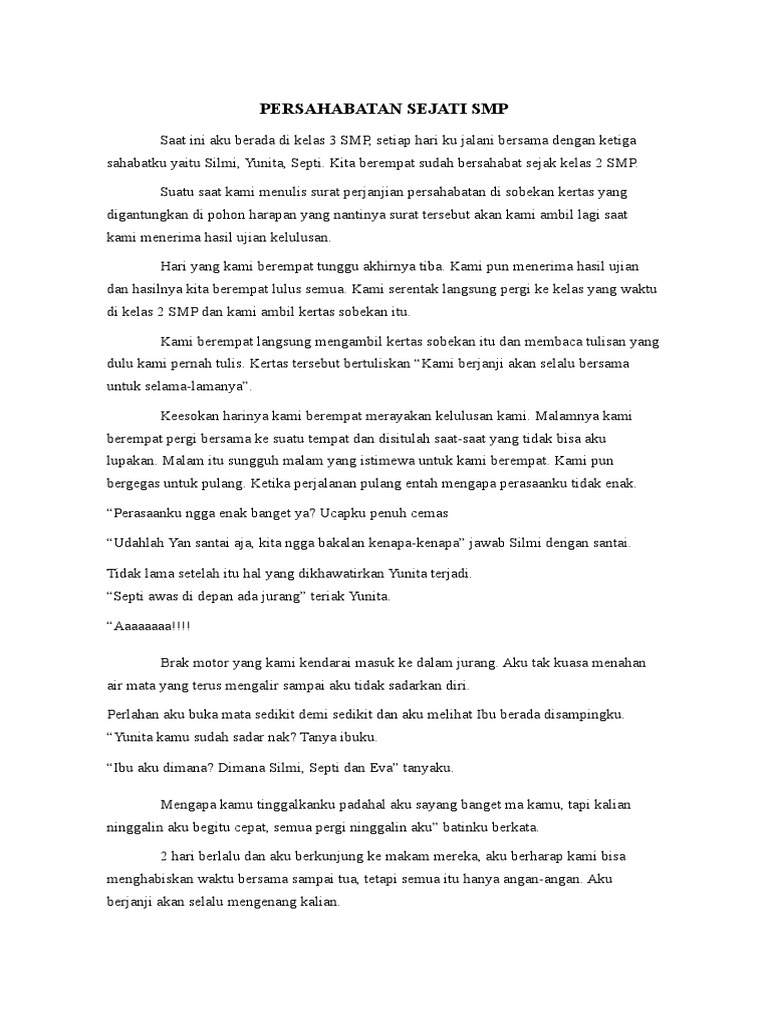 Cerpen Persahabatan Sejati SMP | PDF