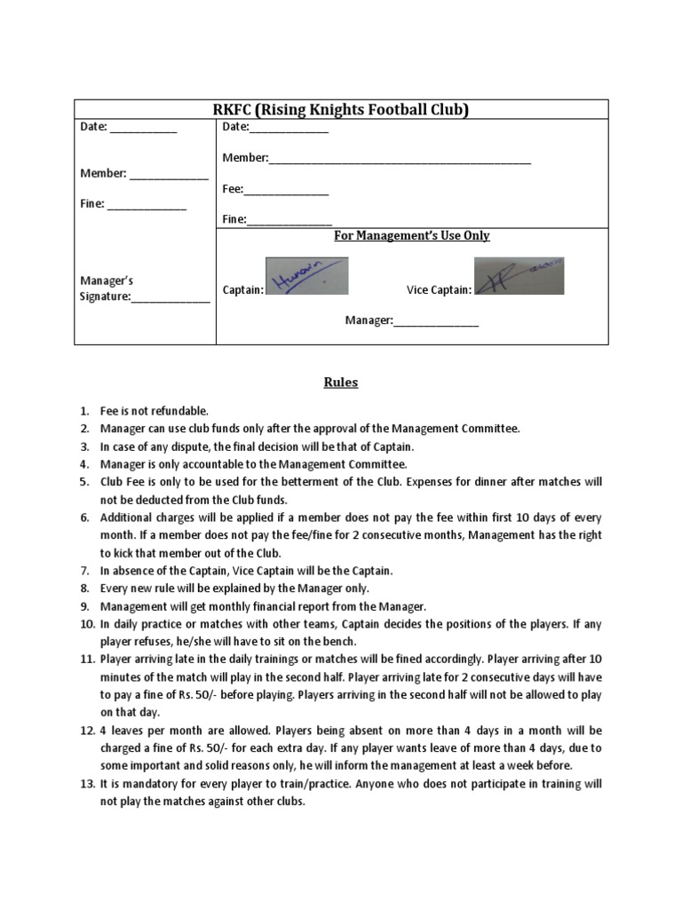 RKFC Rules and Recepit | PDF | Fee | Government