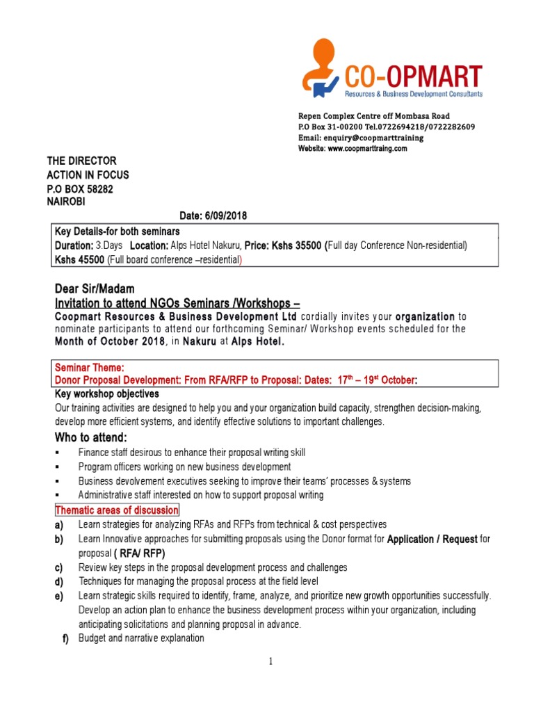 NGO Seminar Invitation for October 2018 | PDF | Strategic Management ...