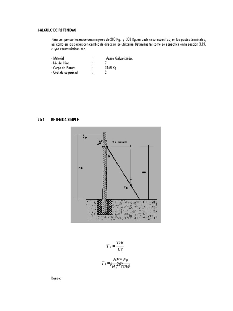 Cálculo y especificaciones de retenidas para postes de líneas ...