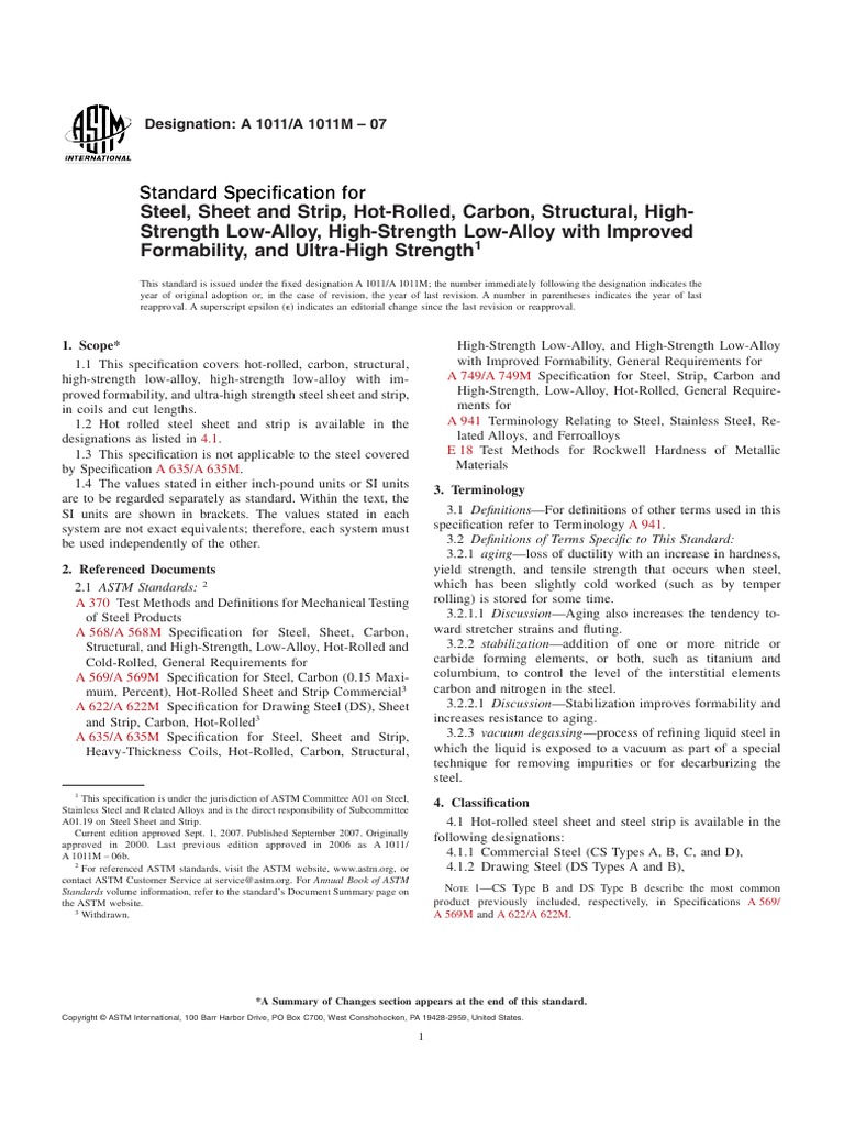Astm A1011 | PDF