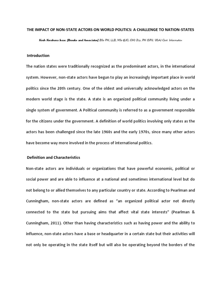 The Impact of Non State Actors | PDF | Non Governmental Organization ...