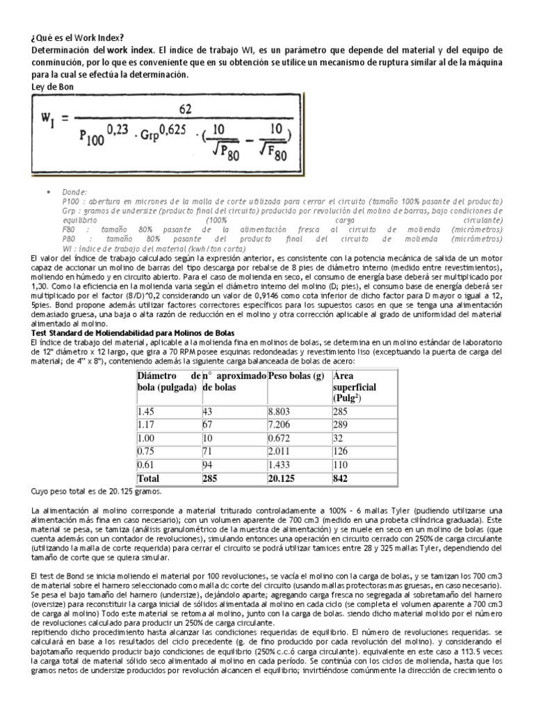 Qué Es El Work Index | PDF | Molino (molienda) | Naturaleza