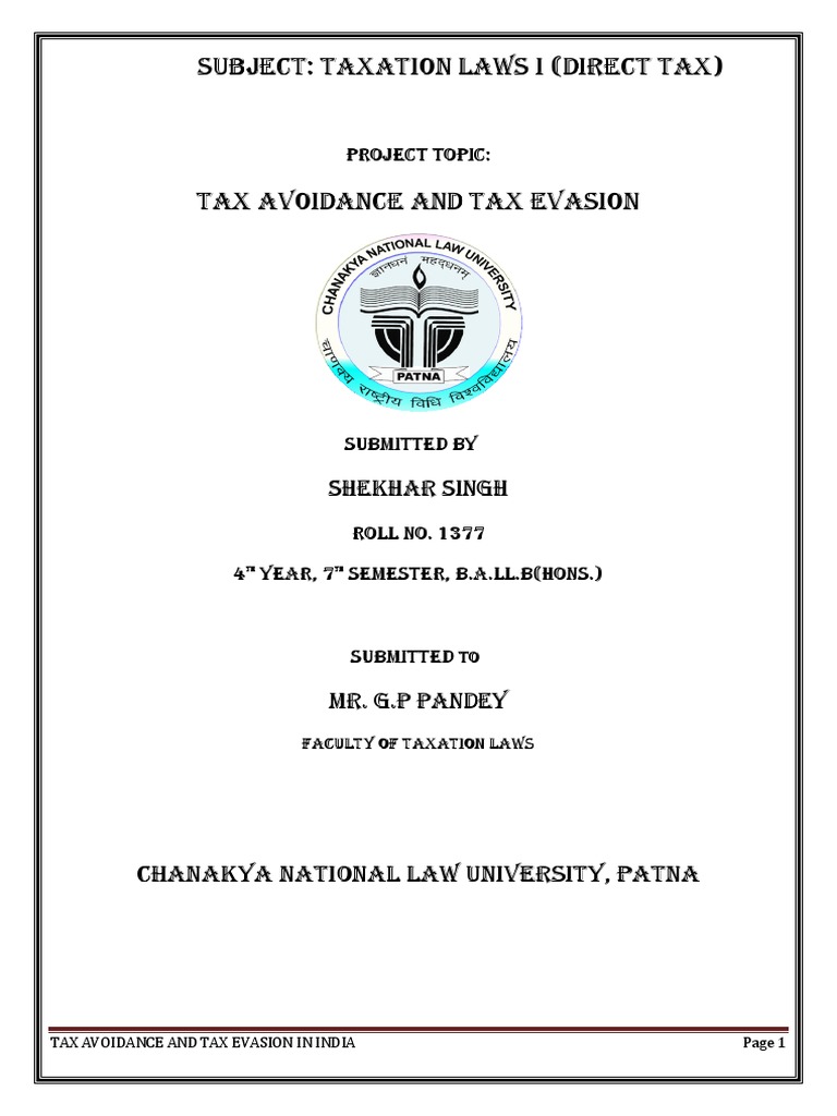 Taxation Law Project | PDF | Tax Avoidance | Tax Noncompliance