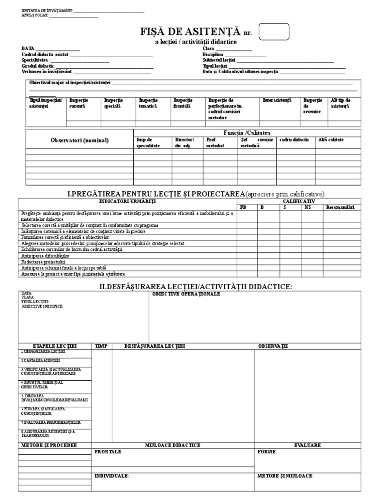 Fisa de Asistenta | PDF