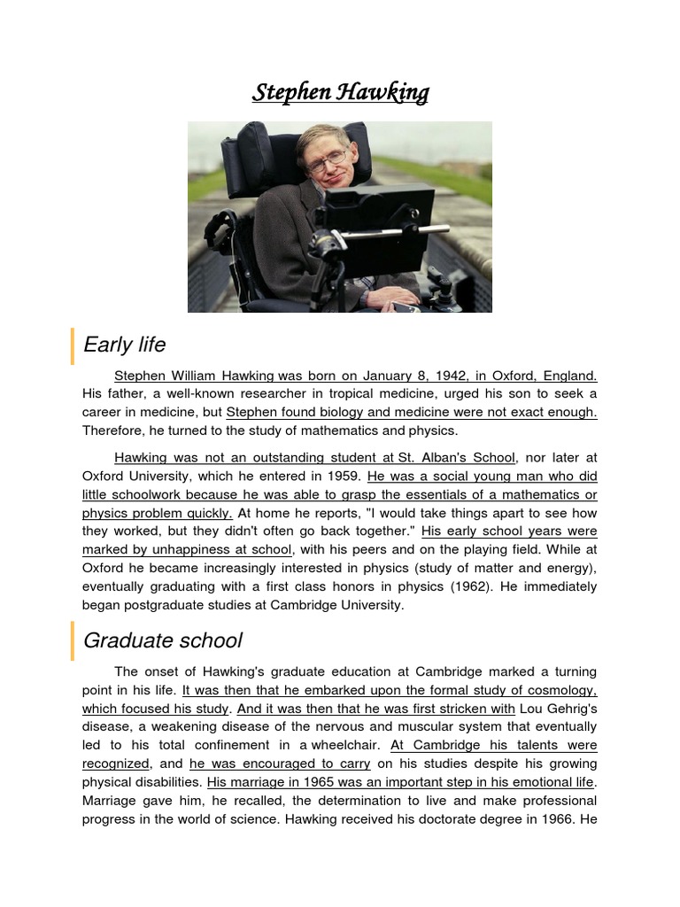 Stephen Hawking: Early Life | PDF | Black Hole | Stephen Hawking