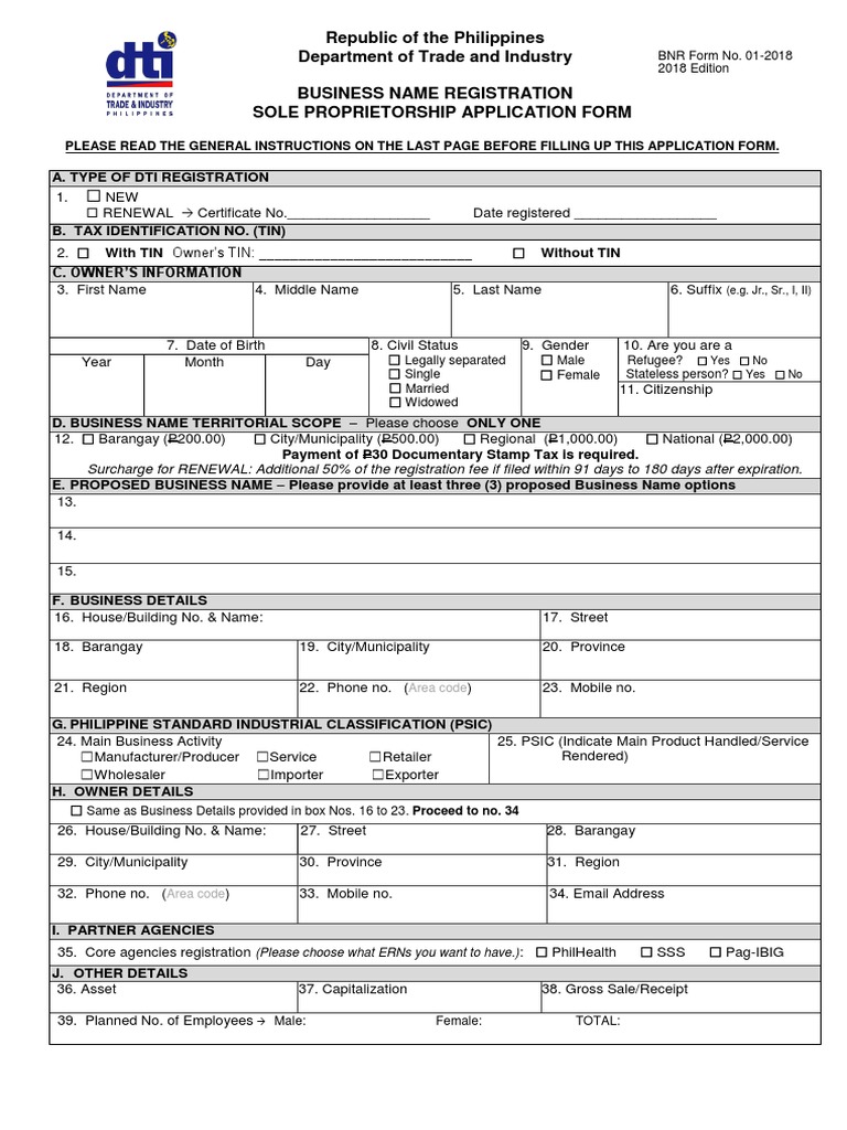 Republic of The Philippines Department of Trade and Industry Business ...
