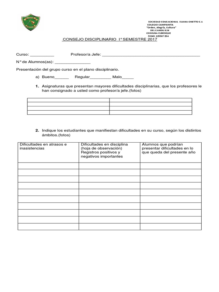 Consejo Disciplinario Word | PDF | Estudiantes | Escuelas