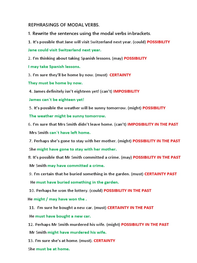 Rephrasings of Modal Verbs | PDF | Language Mechanics | Morphology