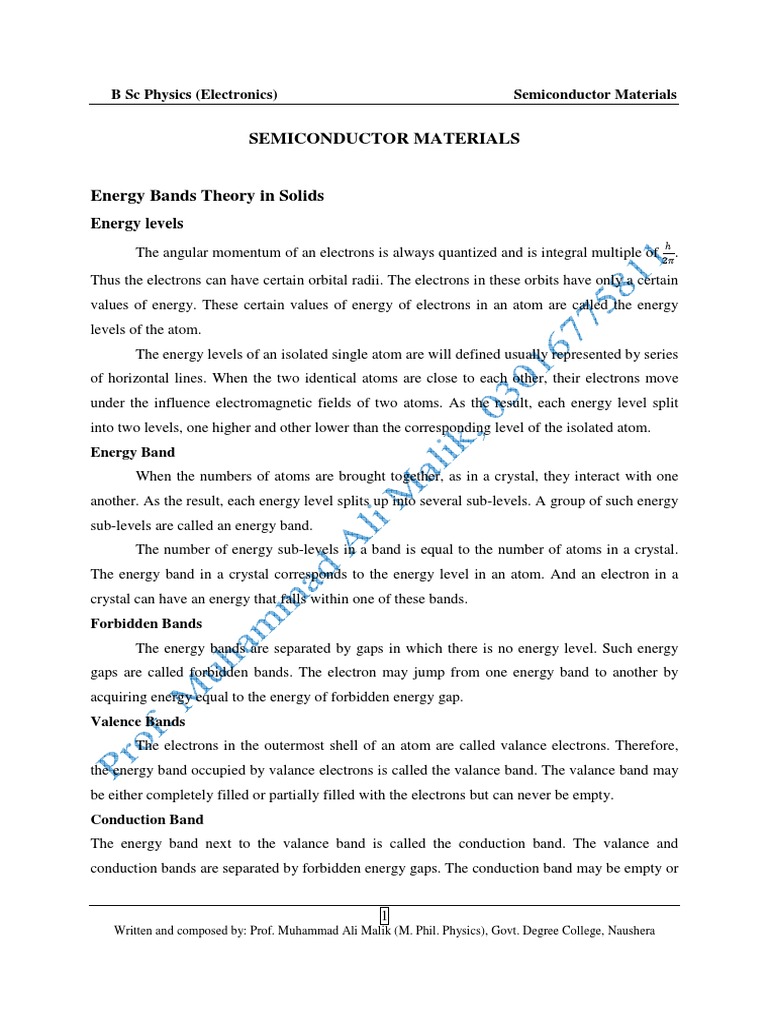 1 Semiconductor Materials PDF | PDF | Semiconductors | Valence And ...