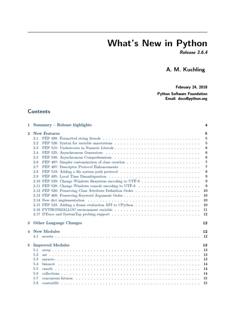 What's New in Python: A. M. Kuchling | Download Free PDF | Python ...