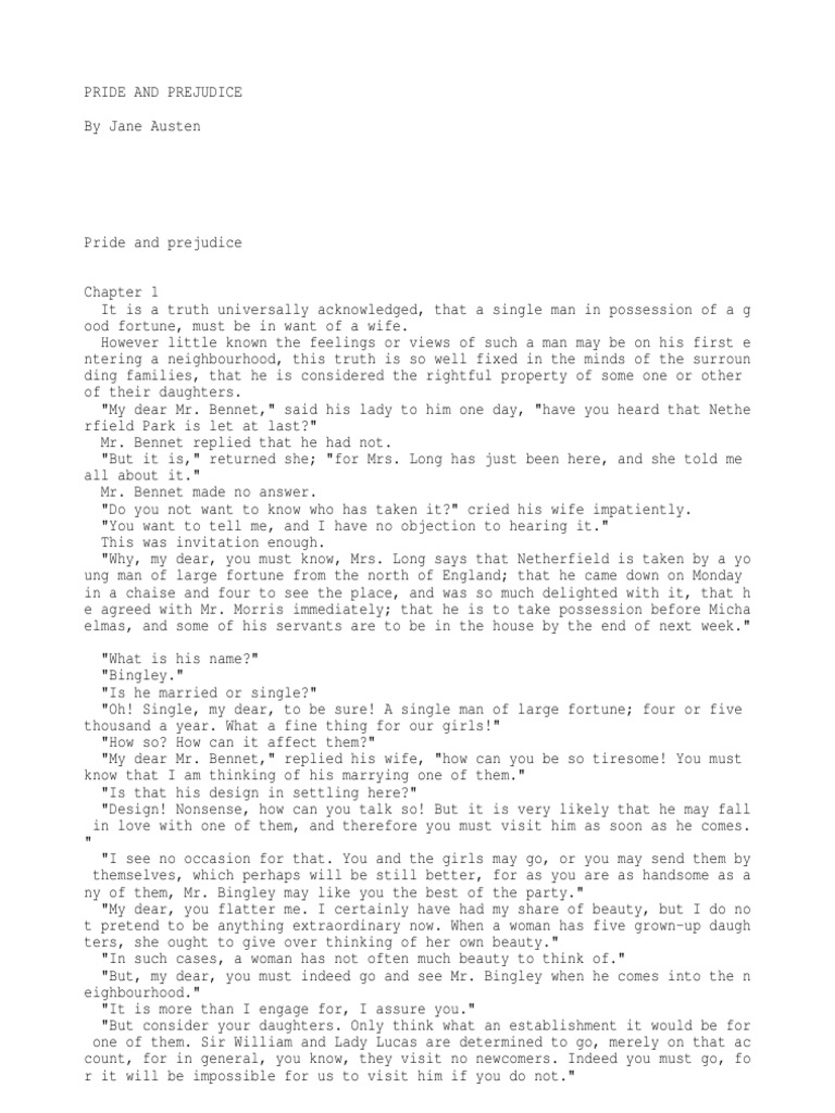 Pride and Prejudice | PDF | Pride And Prejudice | Mr. Darcy