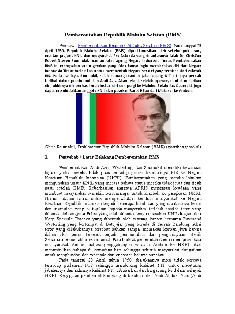 Pemberontakan RMS di Maluku | PDF | Politik | Sejarah