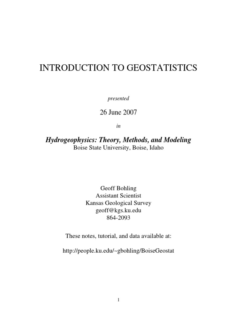 Introduction To Geostatistics (Geoff Bohling, 2007) @geo Pedia PDF | PDF | Covariance Matrix ...