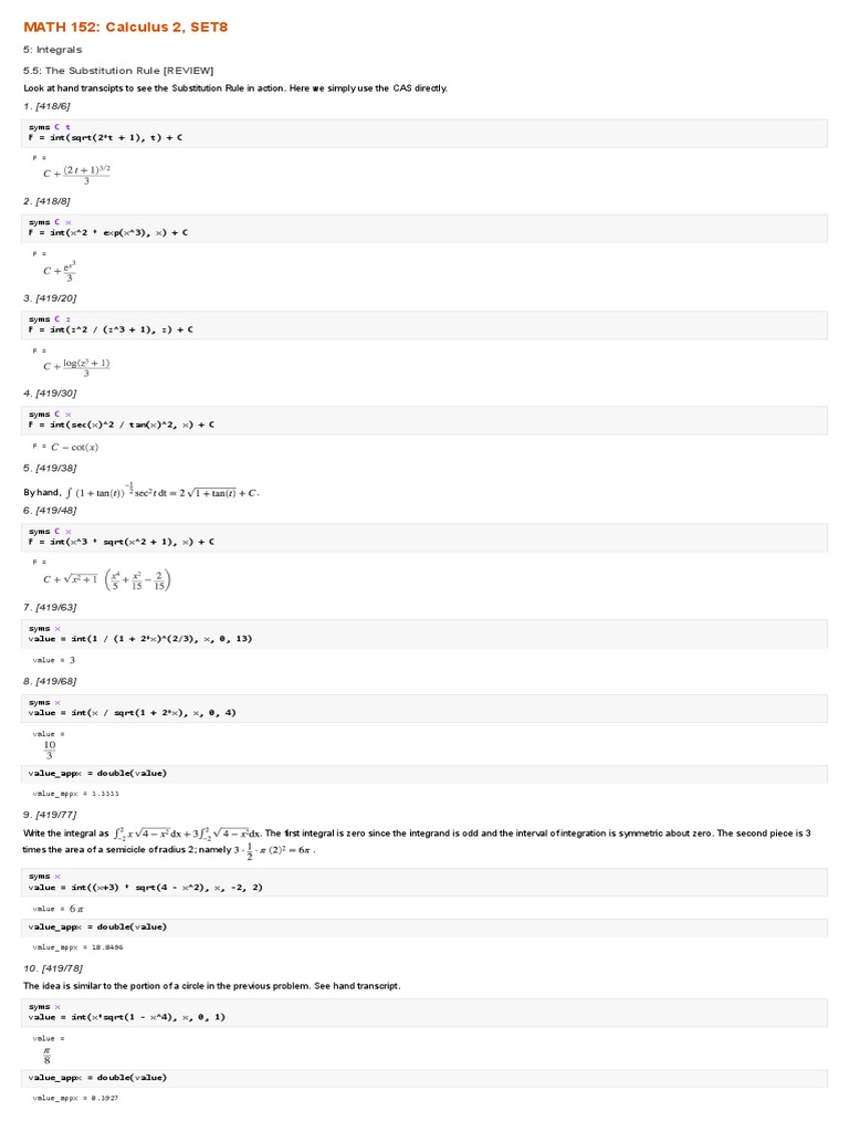 Math 152 - Calculus 2, Set8 | PDF