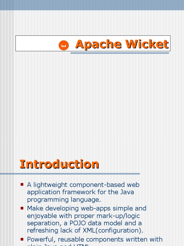 Wicket Presentation | PDF | Java (Programming Language) | Systems Engineering