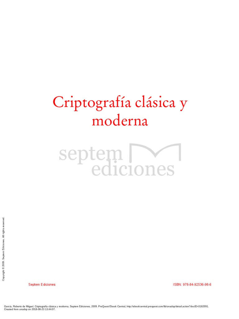 Criptografía Clásica y Moderna | PDF | Criptoanálisis | Clave (criptografía)
