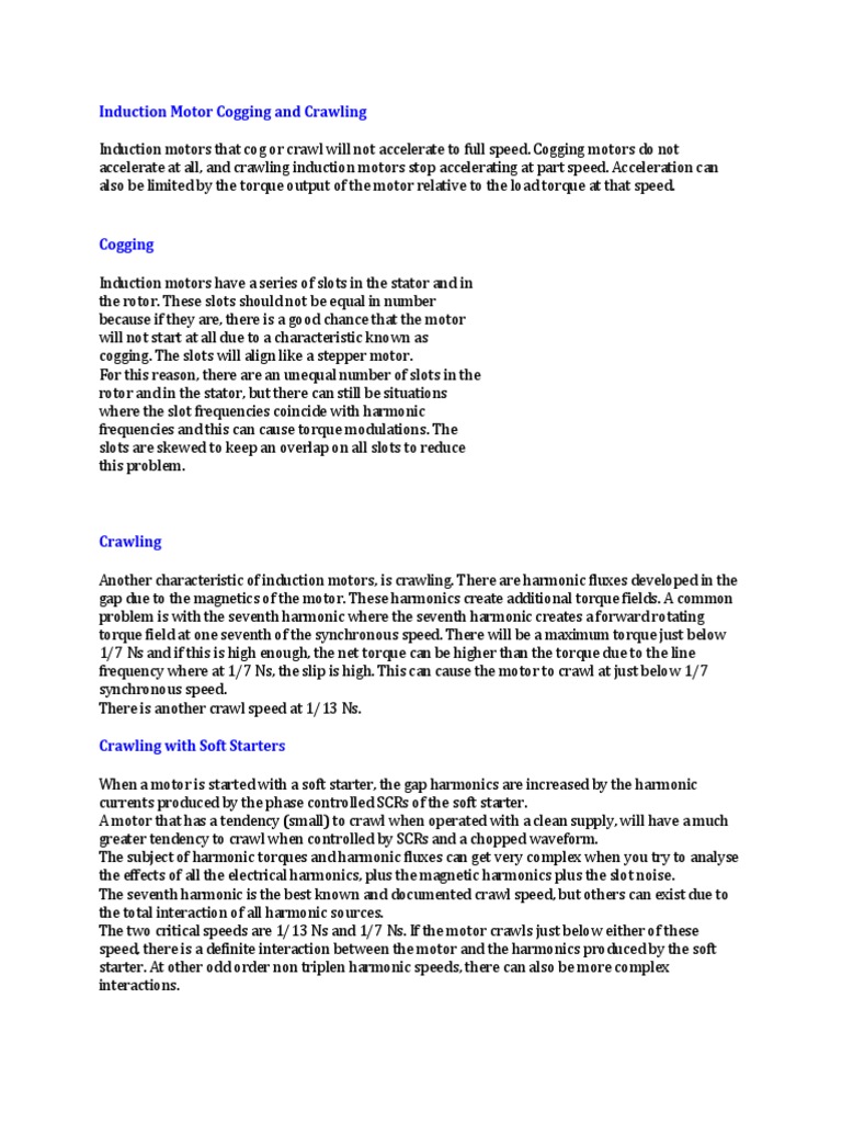 Induction Motor Cogging and Crawling | PDF | Electric Motor | Machines