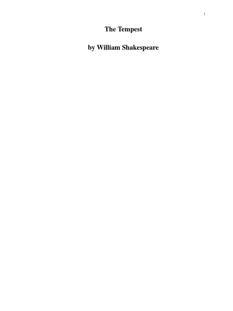 The Tempest: Full Text of Shakespeare | PDF