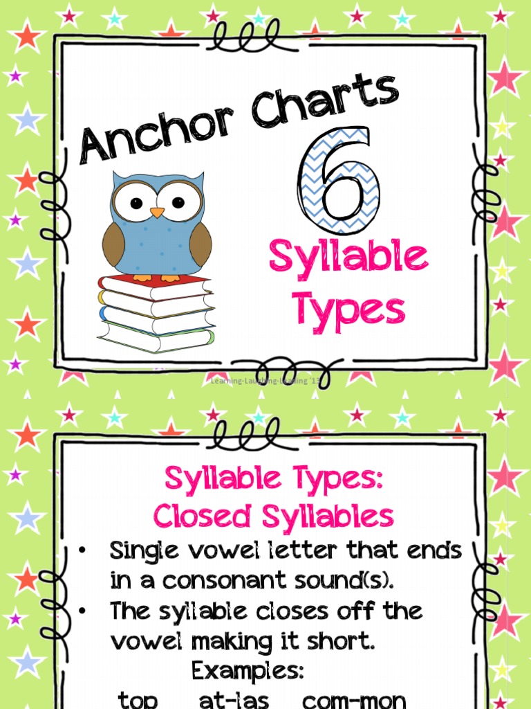 Anchor Charts For Six SyLlable Types Freebie | PDF