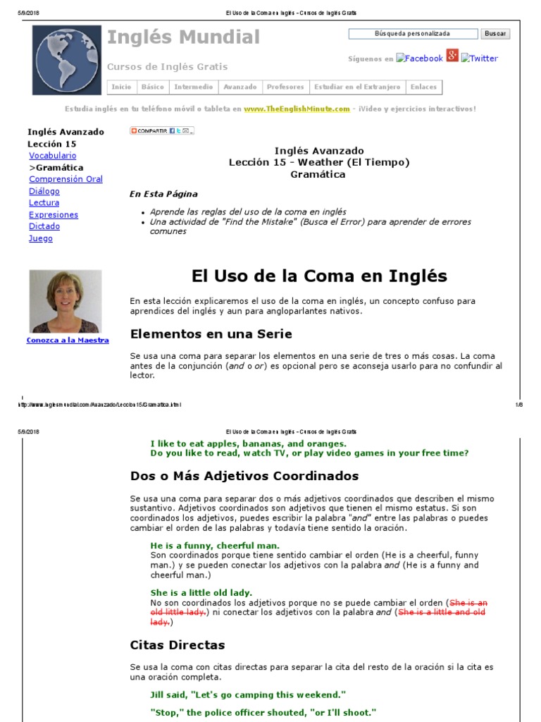 El Uso de La Coma en Inglés | PDF | Lingüística | Sintaxis