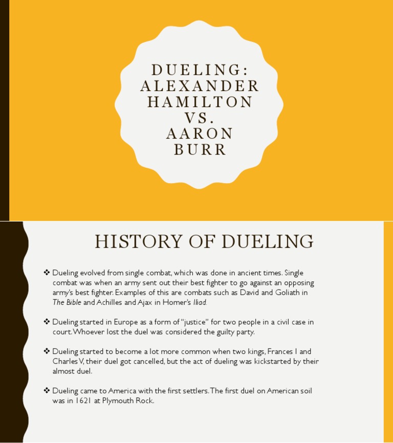 Dueling: Alexander Hamilton VS. Aaron Burr | PDF | History