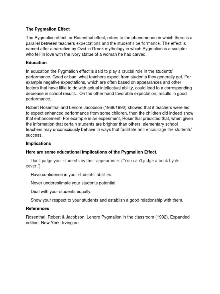 The Pygmalion Effect | PDF