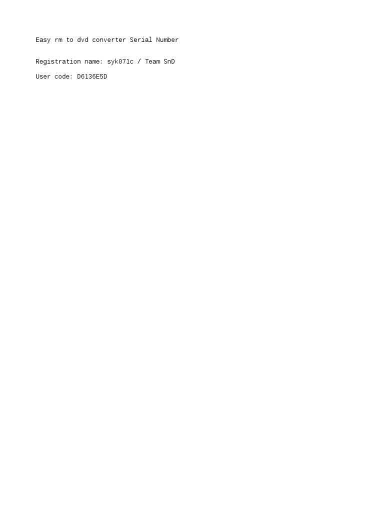 Easy RM To DVD Serial Number | PDF