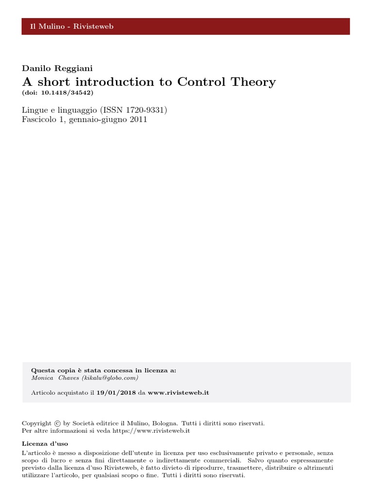 A Short Introduction To Control Theory | PDF | Parsing | Clause