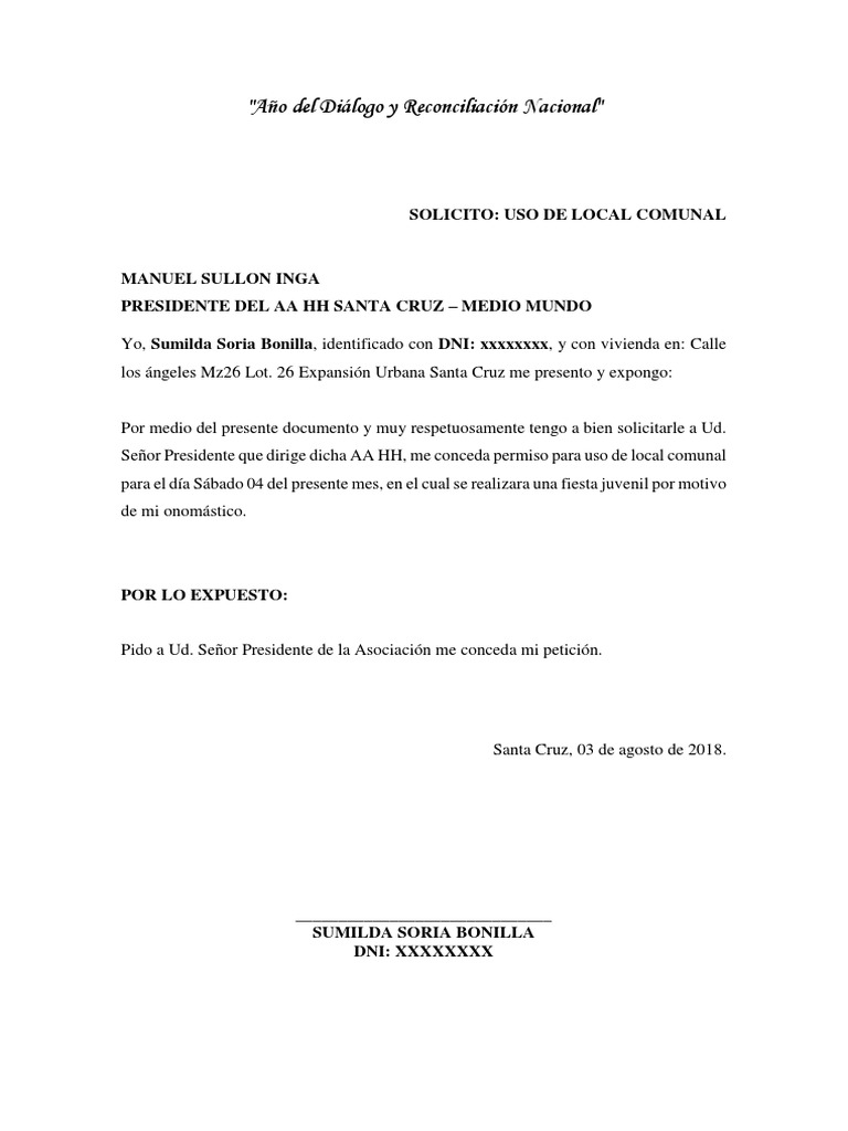 Solicitud de Local Comunal | PDF