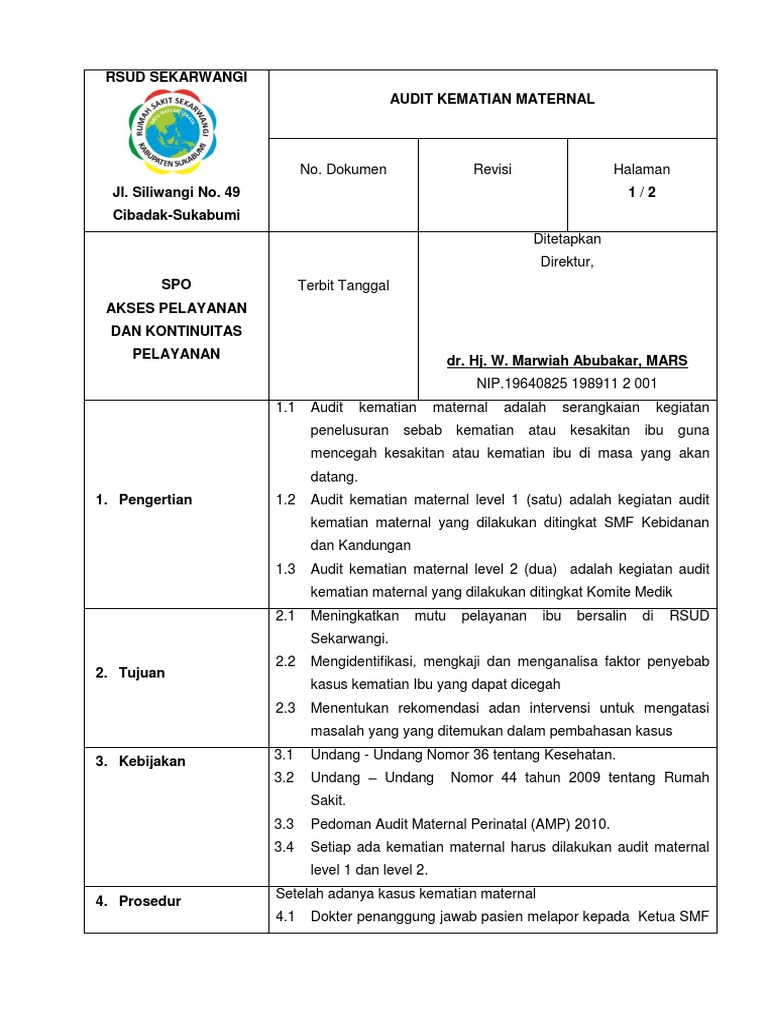 Spo Audit Kematian Maternal | PDF