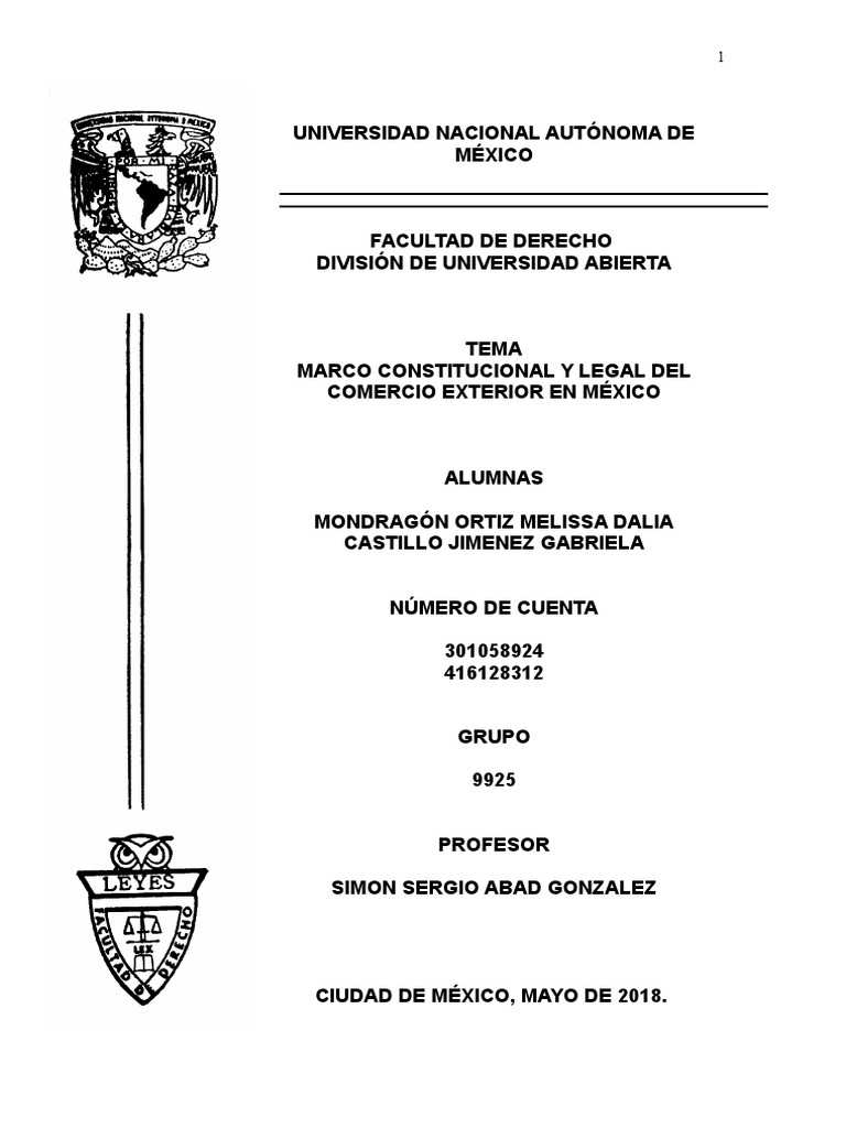 MARCO CONSTITUCIONAL Y LEGAL DEL COMERCIO EXTERIOR EN MÉXICO.doc ...
