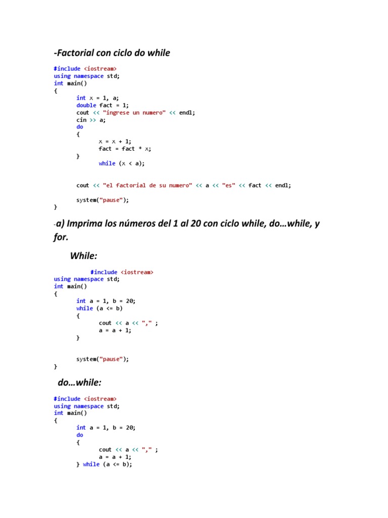 Factorial Con Ciclo Do While | PDF