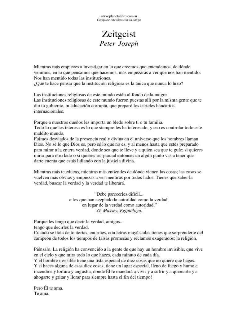 Joseph, Peter - Zeitgeist | PDF | World Trade Center (1973–2001) | Moisés