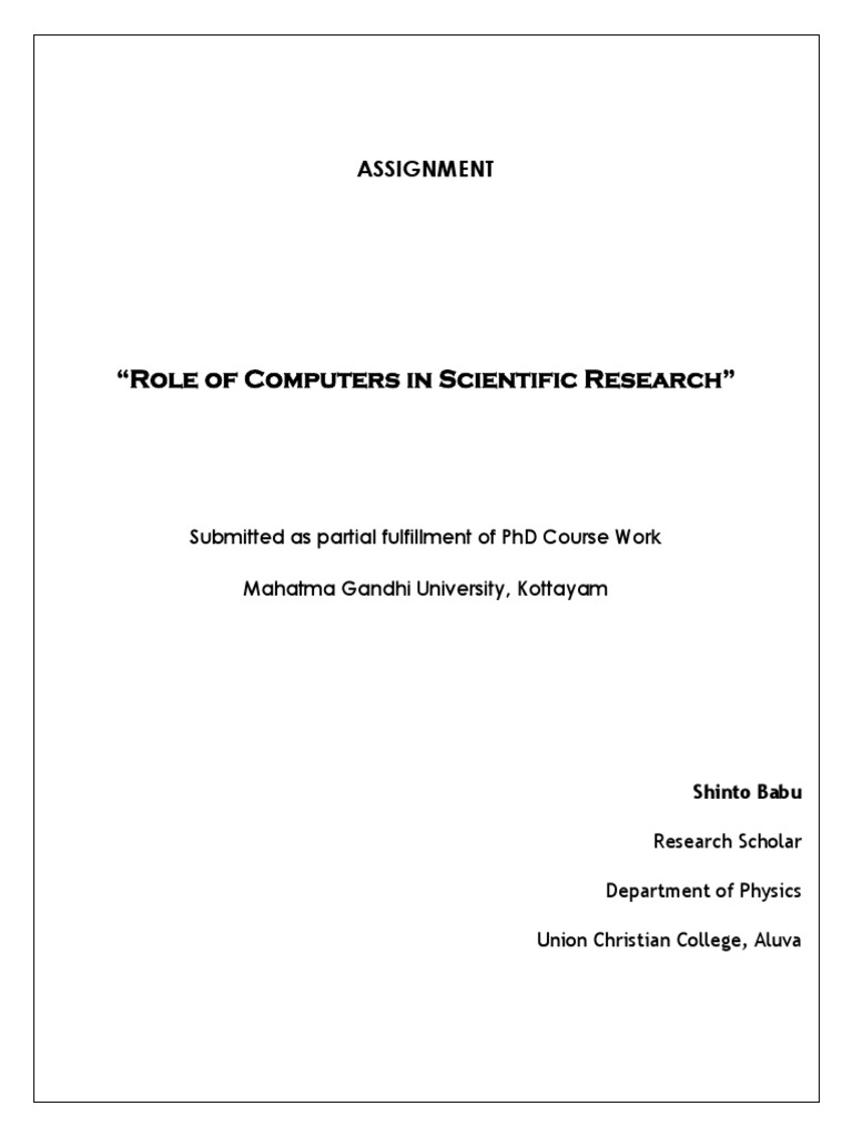 Role of Computers in Scientific Research | PDF | Areas Of Computer ...