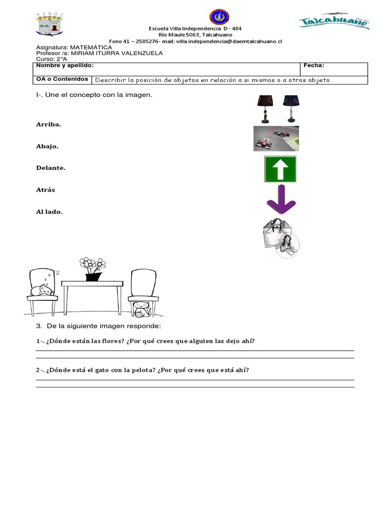 Guia Posición de Objetos | PDF | Ciencia y matemáticas