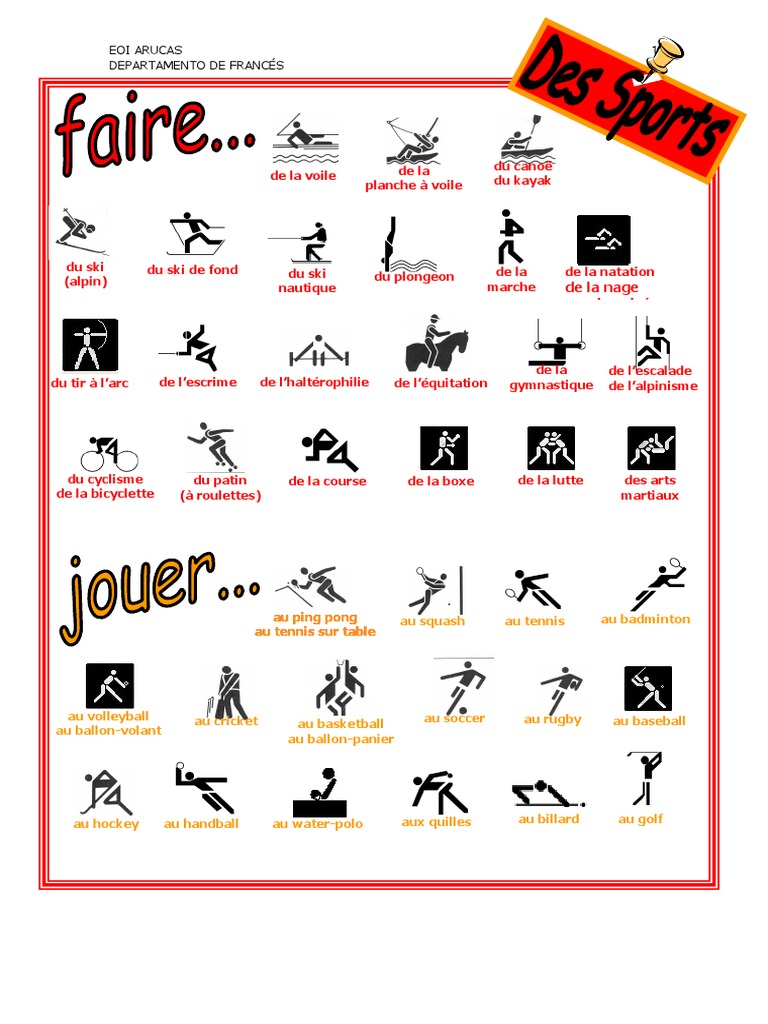 Vocabulaire des sports en français | PDF | Des sports | Loisir
