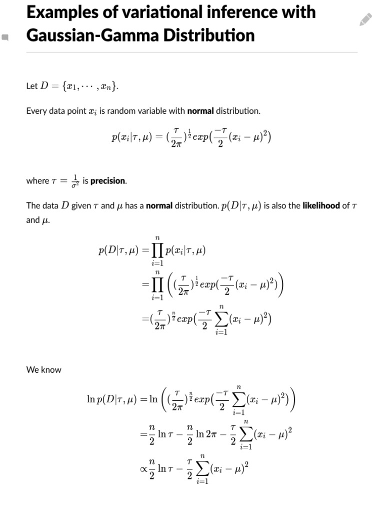Examples Of Variational Inference With Gaussian Gamma Distribution