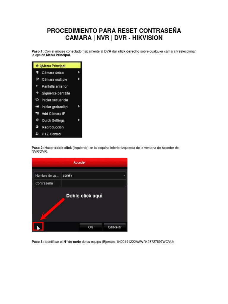 Procedimiento para Hard Reset Hikvision | PDF